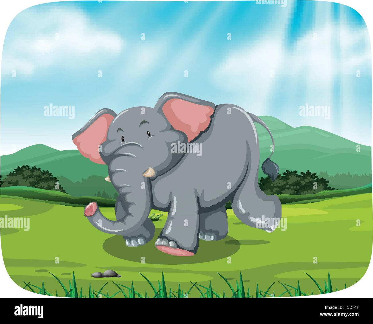 elephant in nature scene illustration Stock Vector Image & Art - Alamy