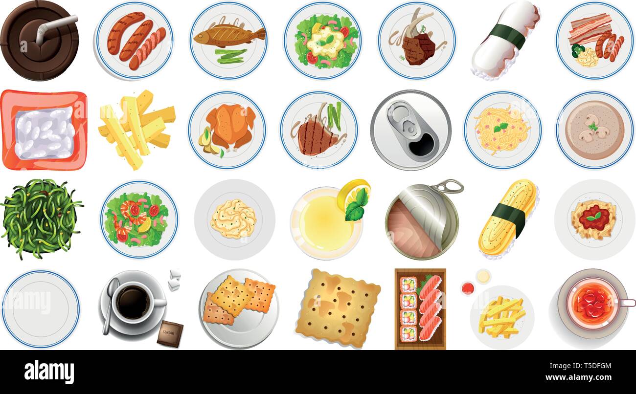 Set of food aerial view illustration Stock Vector Image & Art - Alamy