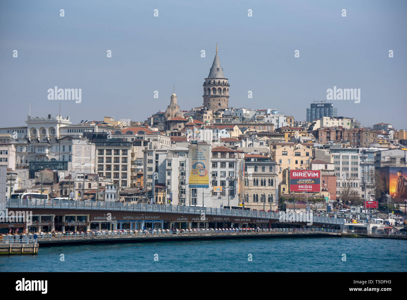 Istanbul, Turkey. Galata district with the famous Galata Tower over the ...