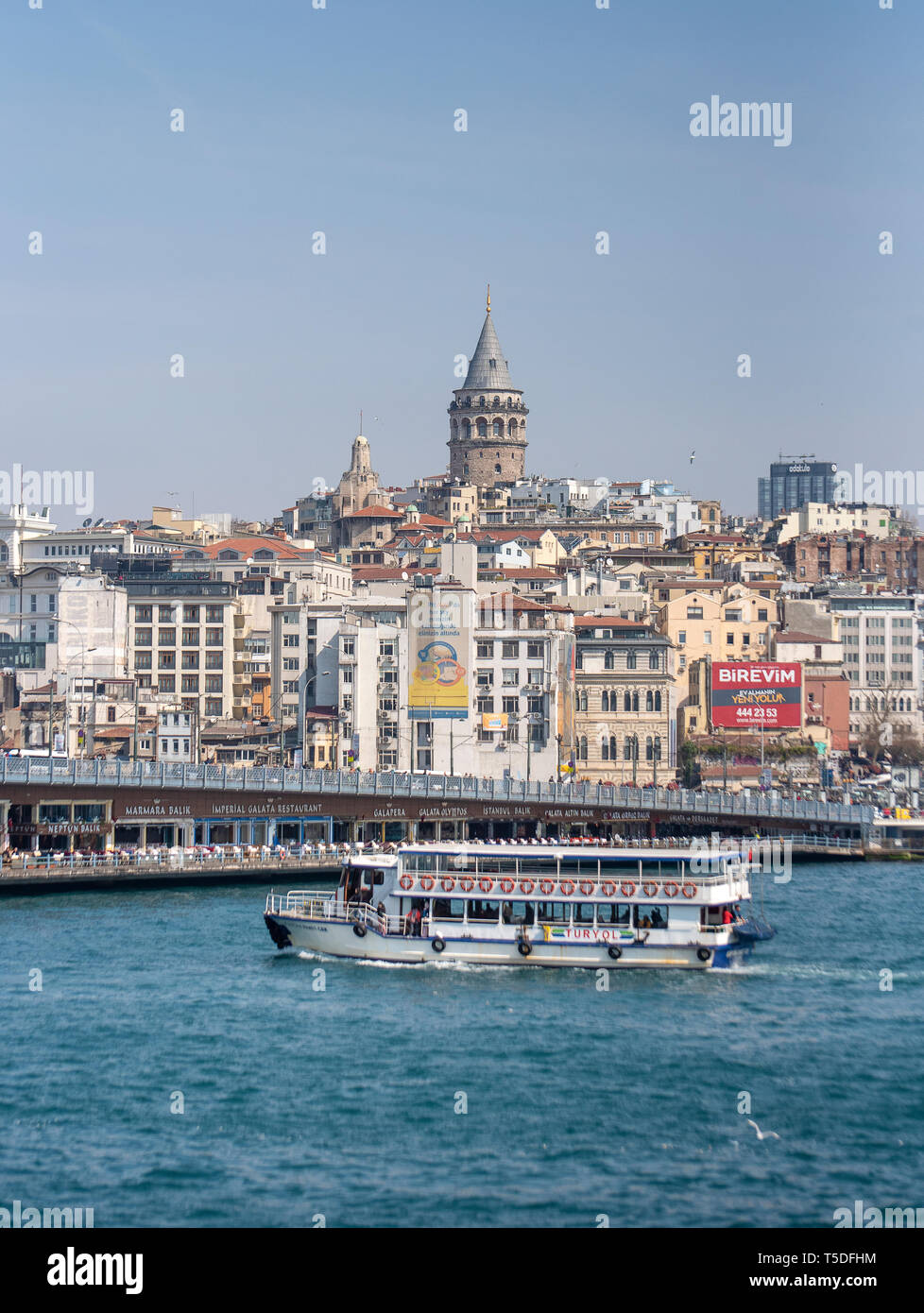 Istanbul, Turkey. Galata district with the famous Galata Tower over the ...