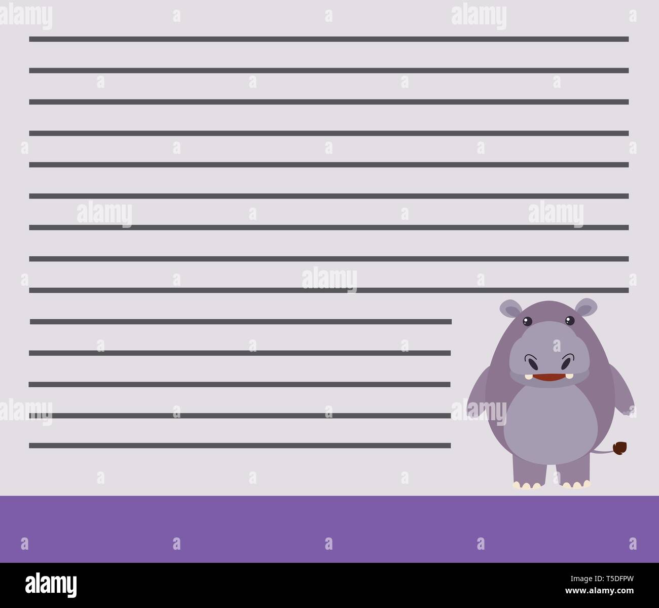 Hippopotamus on note template illustration Stock Vector Image & Art - Alamy