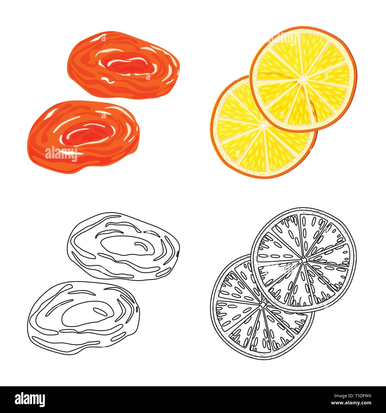 Vector design of food and raw logo. Set of food and nature stock symbol ...