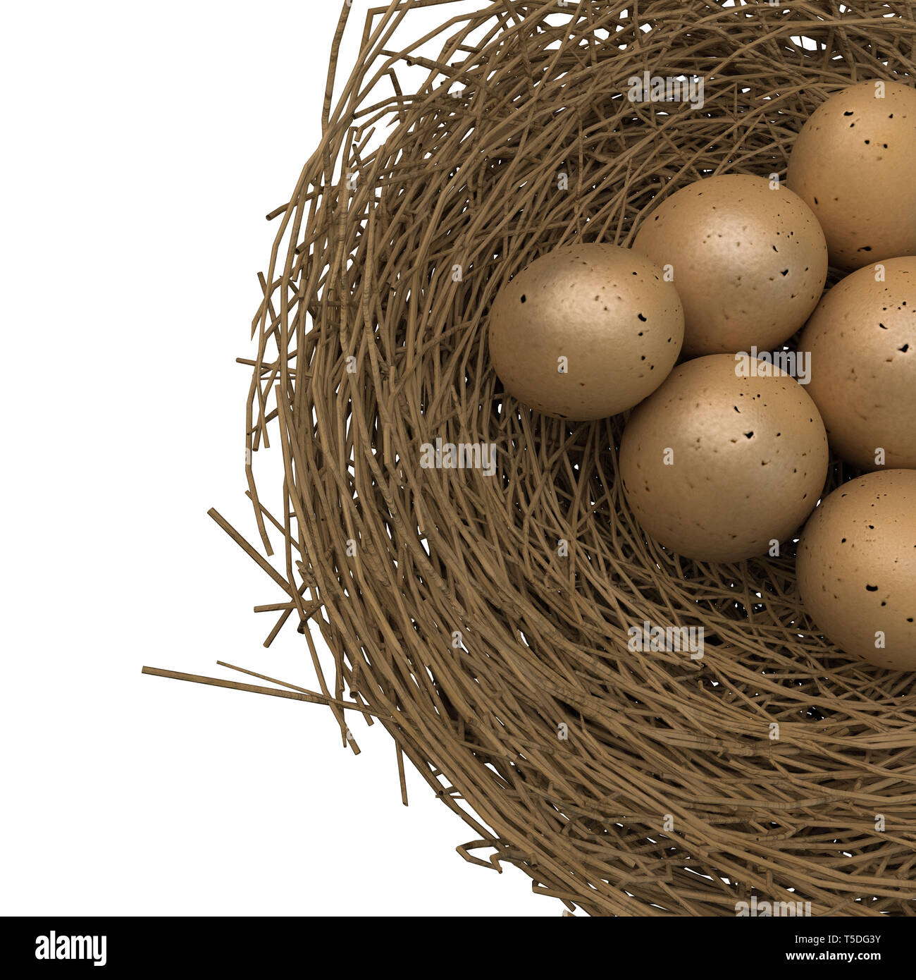 nest with eggs isolated on white background 3d illustration Stock Photo ...