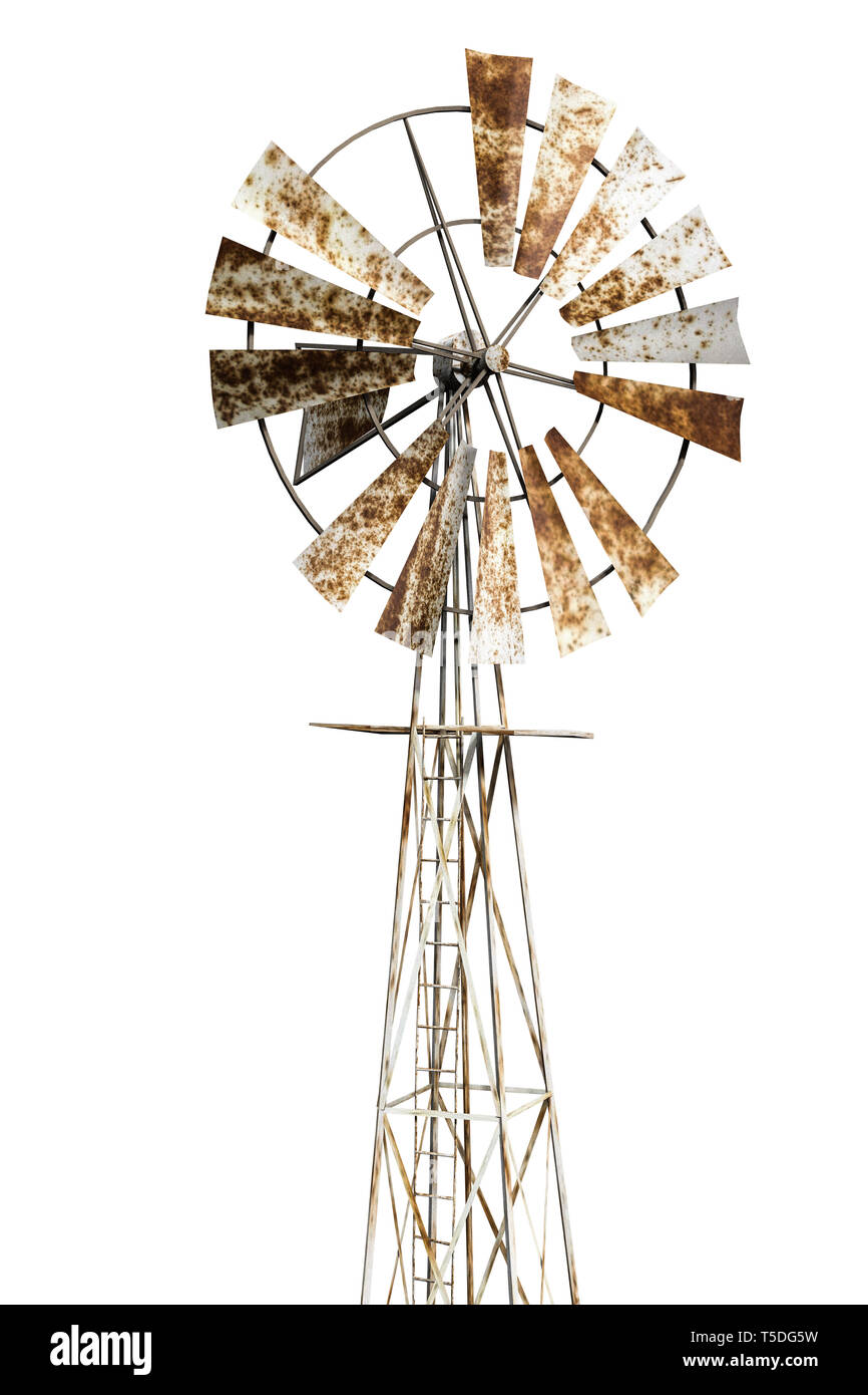rusty windmill isolated on white background 3d illustration Stock Photo ...