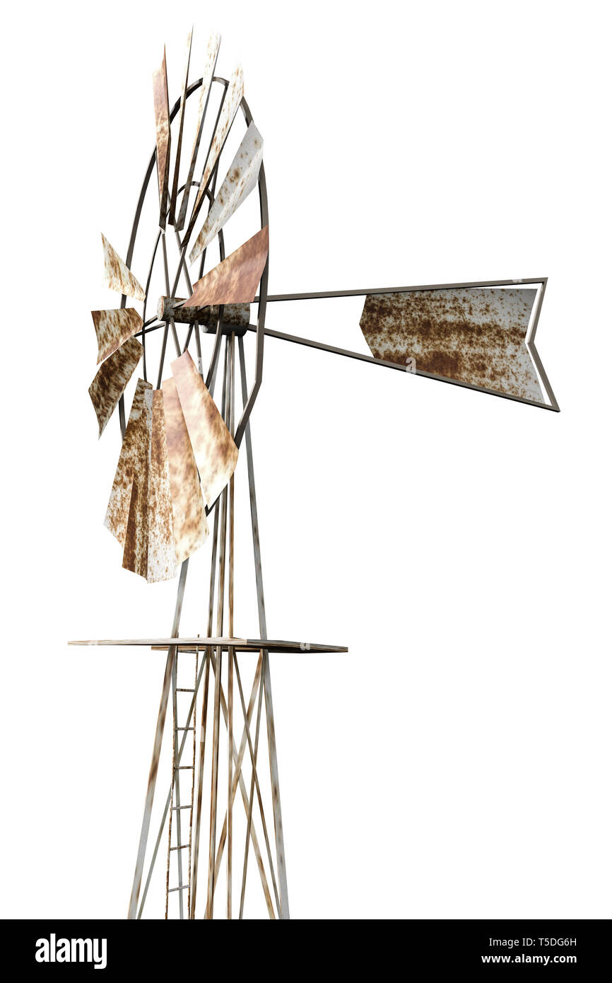 rusty windmill isolated on white background 3d illustration Stock Photo ...