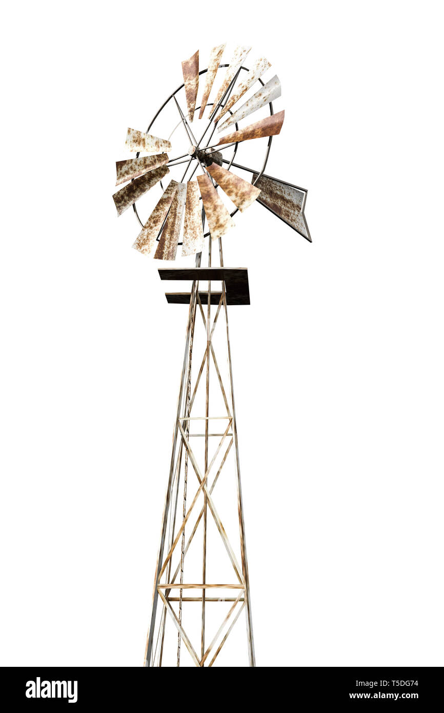 rusty windmill isolated on white background 3d illustration Stock Photo ...