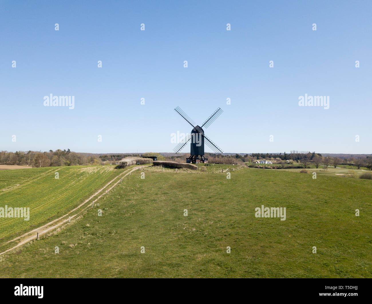 Aerial View of Historic Danish Windmill Stock Photo - Alamy