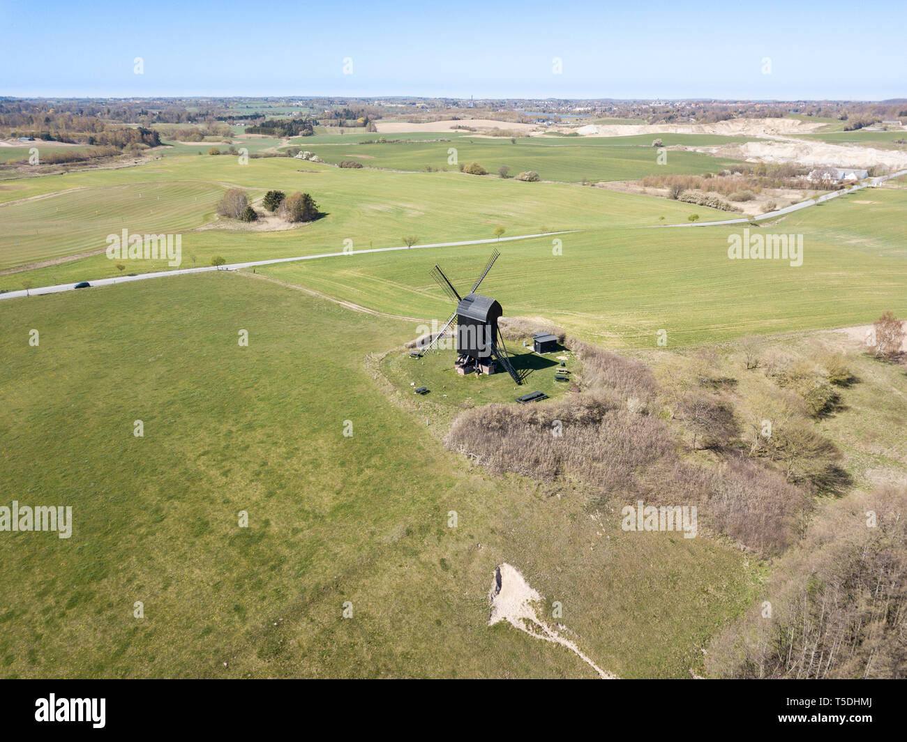 Aerial View of Historic Danish Windmill Stock Photo - Alamy
