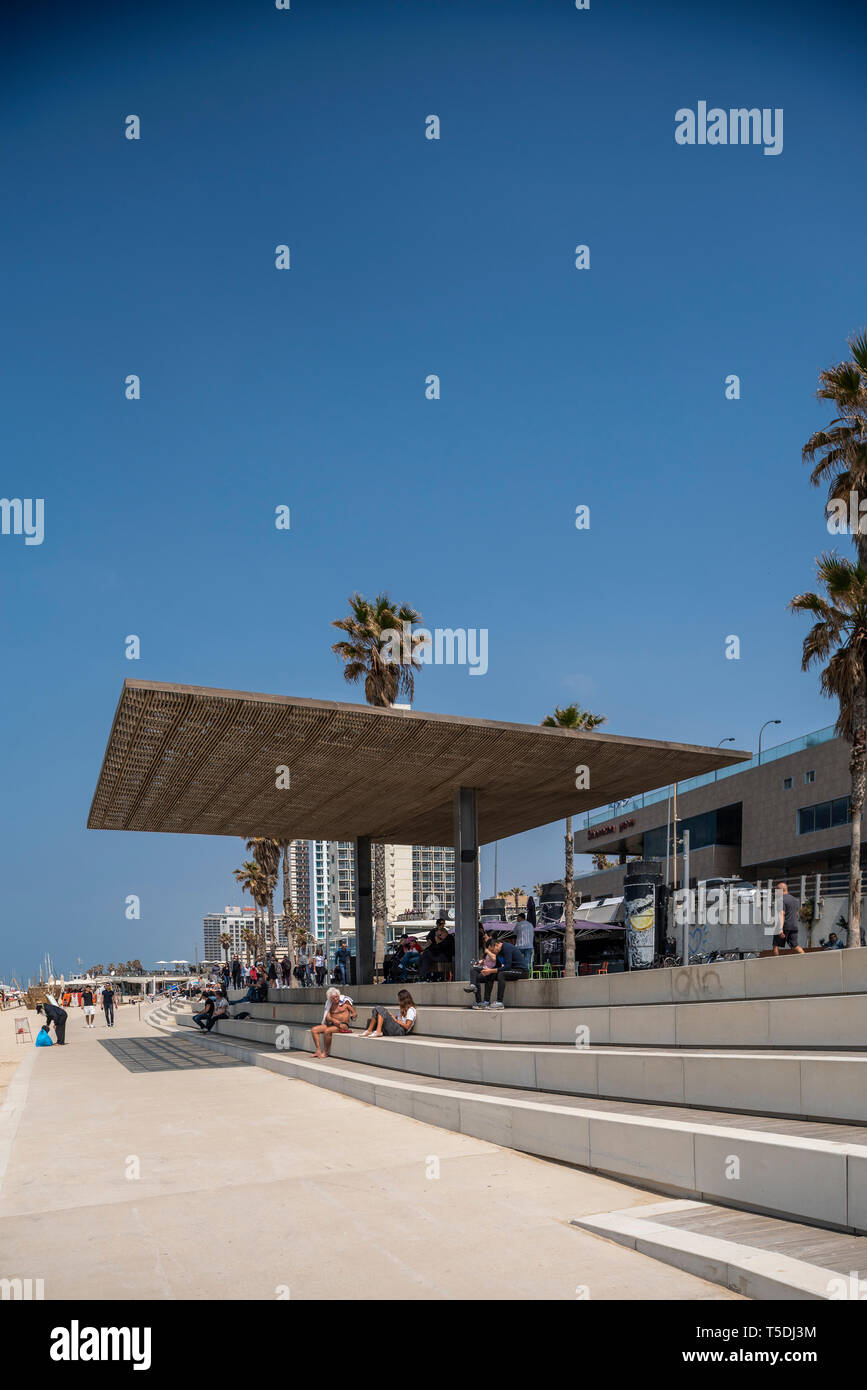 Israel, Tel Aviv-Yafo - 22 March 2019: The new Tayelet - Central Beach ...