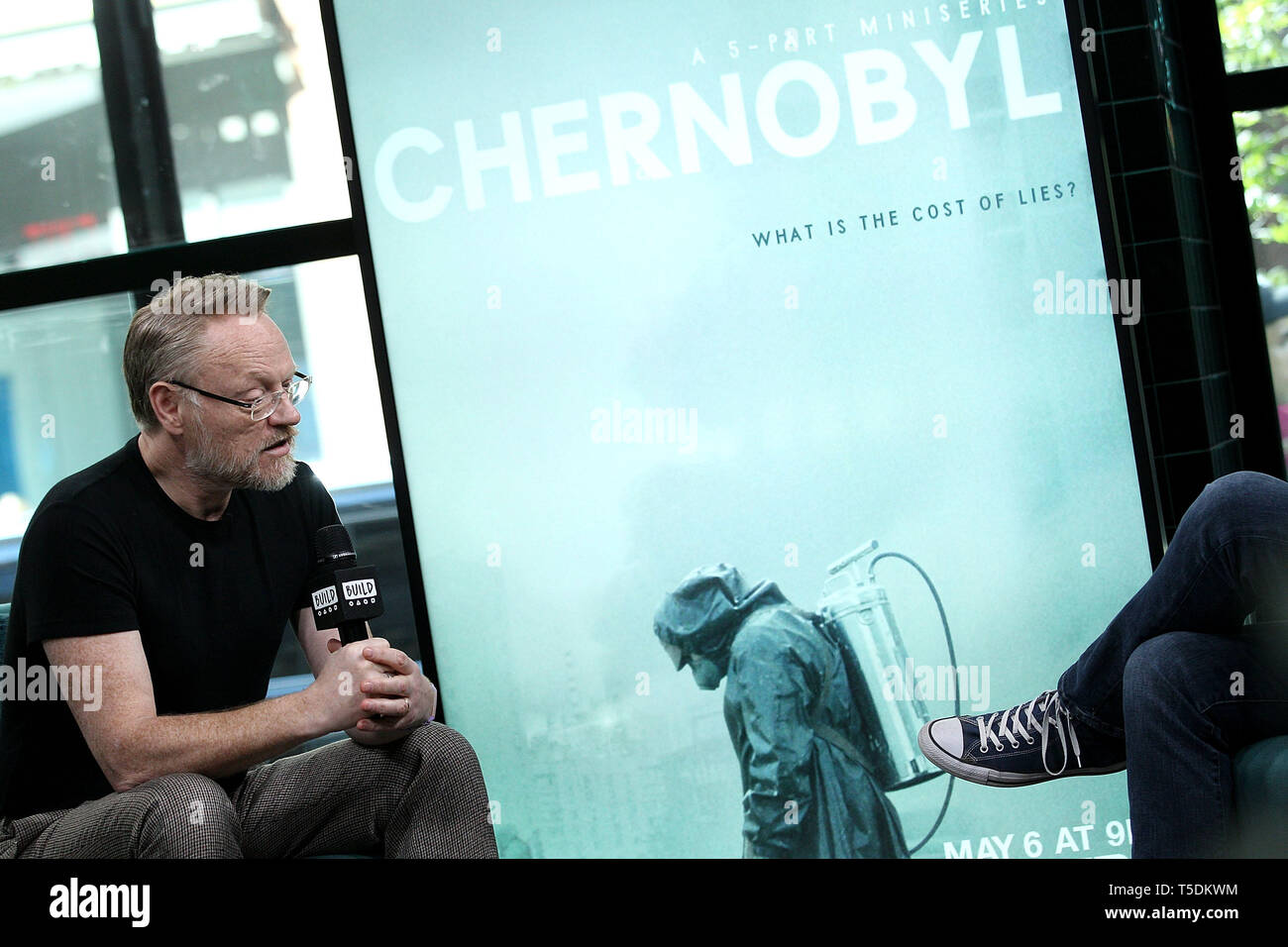 New York, USA. 23 Apr, 2019. Jared Harris at BUILD Series, discussing ...