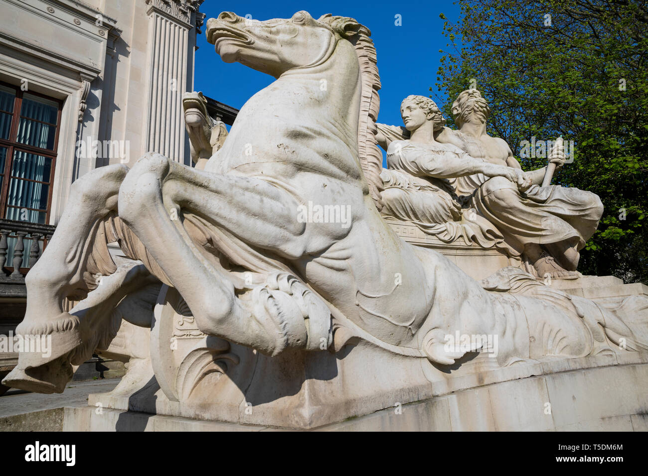 Statue of Neptune in a chariot (representing Navigation), in front of ...