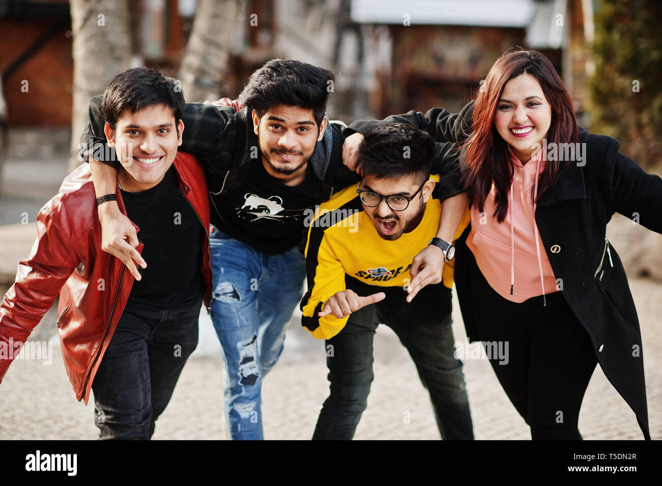 Group of asian people friends posed outdoor street together Stock Photo ...
