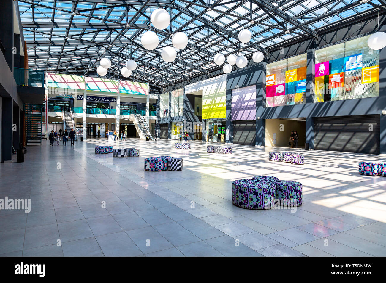 Samara, Russia - April 21, 2019: Inside of the Samara shopping mall ...