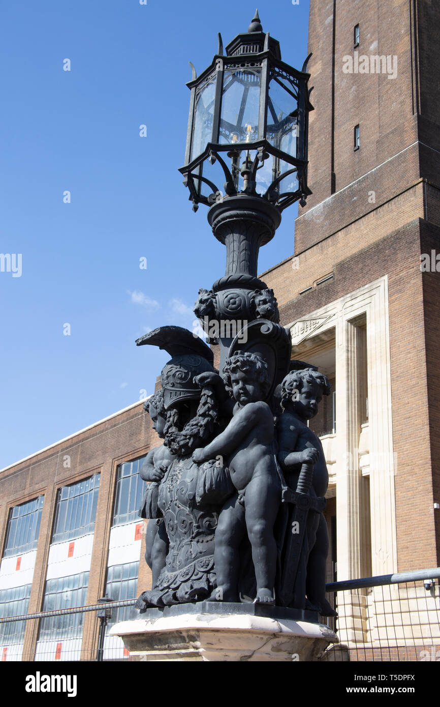 Ornate lamp posts outside he Gillette Factory at Gillette Corner ...