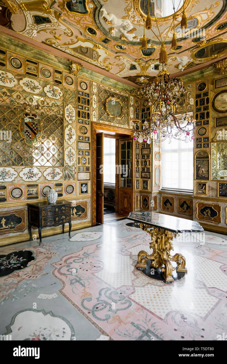 Baroque interior, Florentine Cabinet, Favorite Castle, Rastatt, Black ...