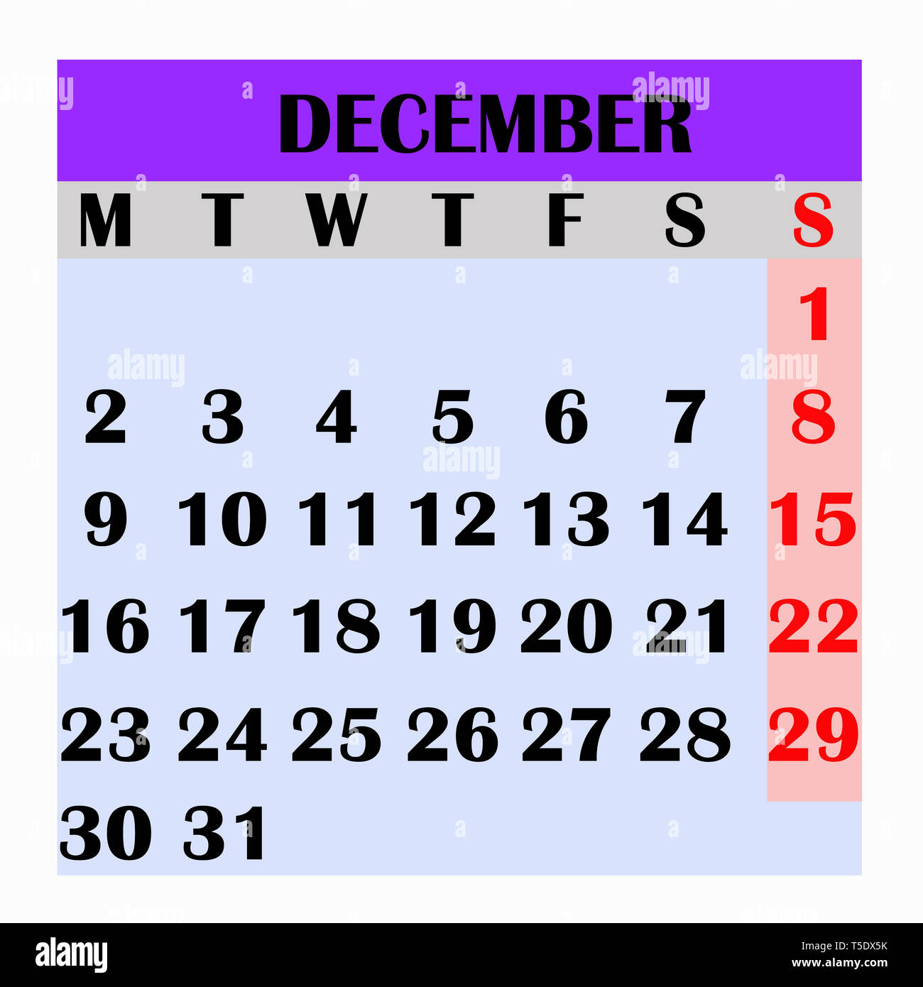 Calendar design month december 2019. Year 2019 calendar. Simple design ...