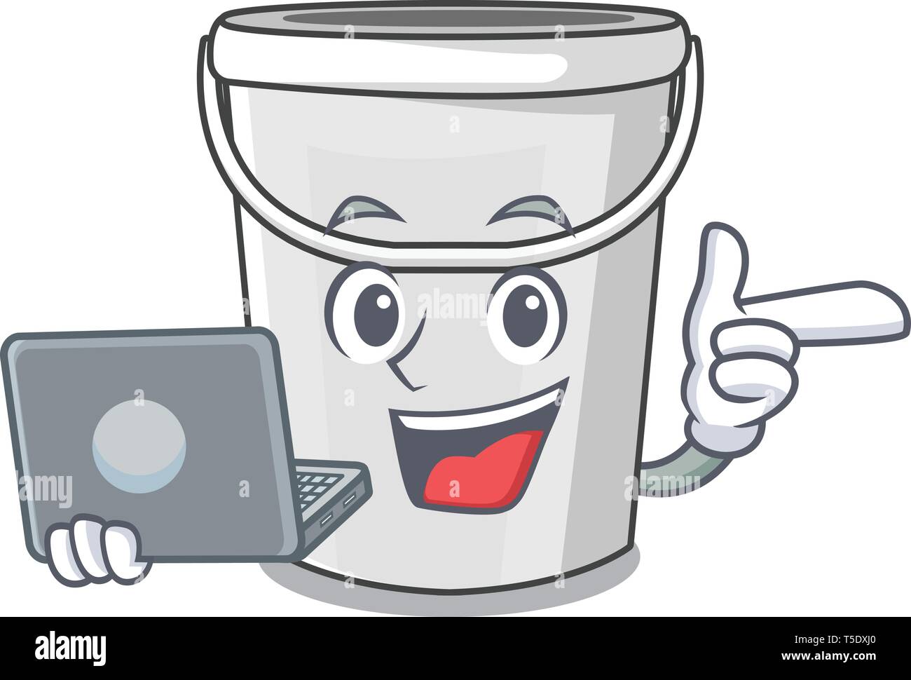 With laptop plastic tube bucket isolated the character Stock Vector ...