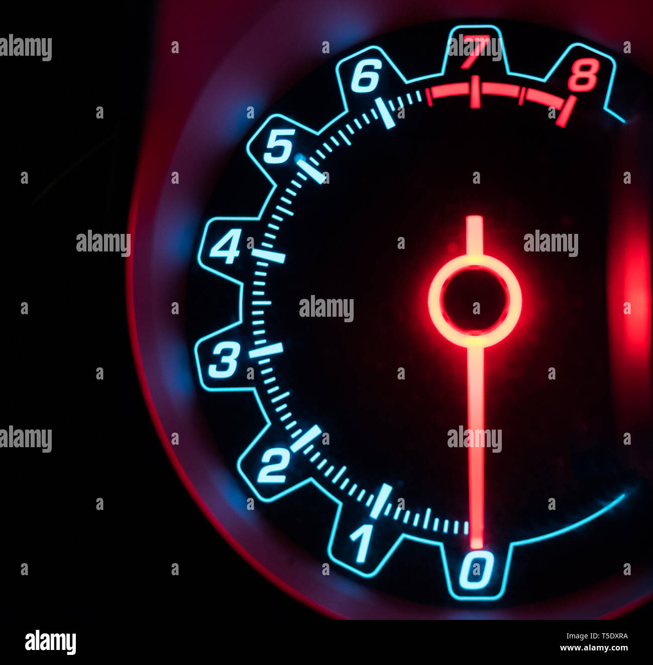 Mile car speedometer with needle number glowing Stock Photo - Alamy