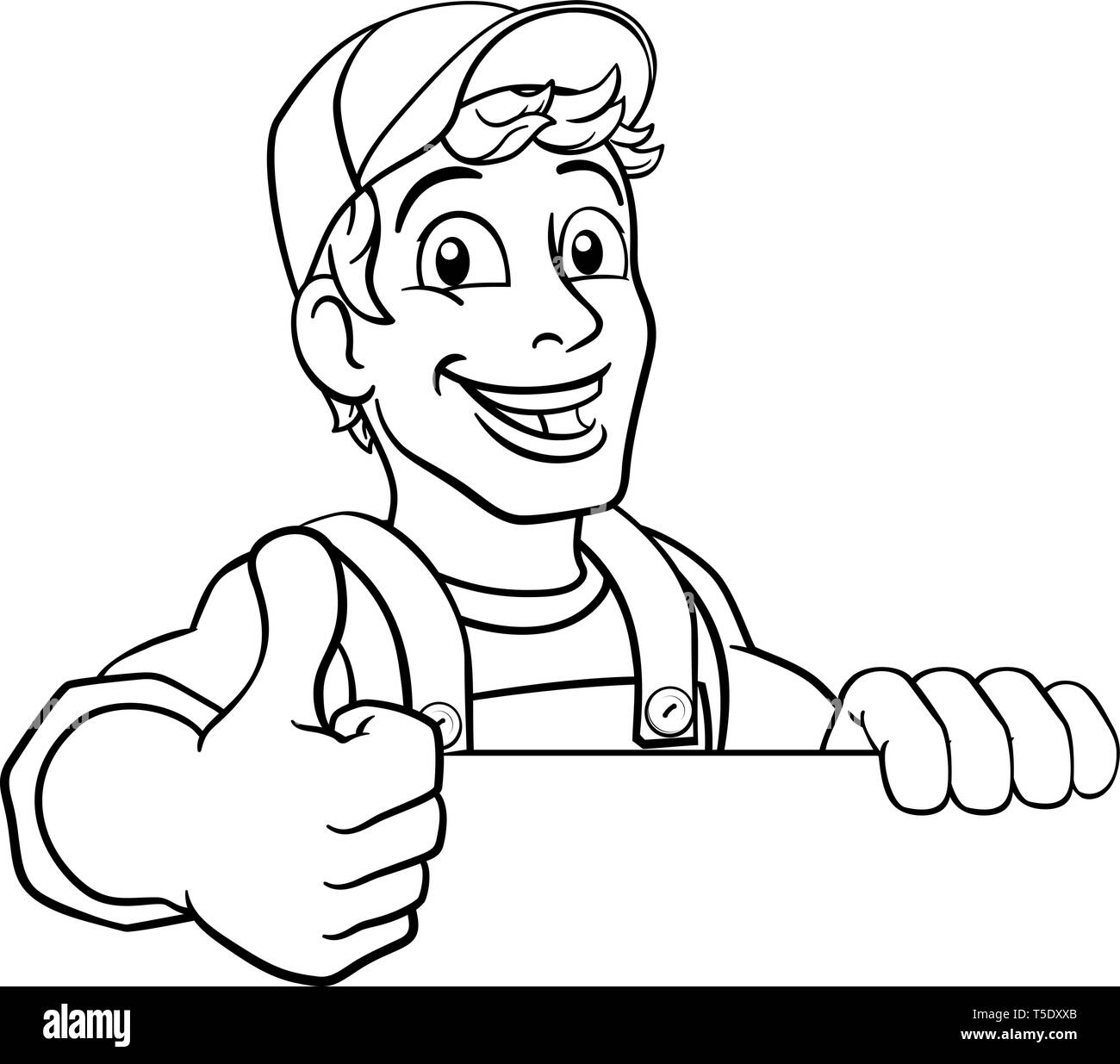 Handyman Cartoon Caretaker Construction Man Sign Stock Vector Image ...