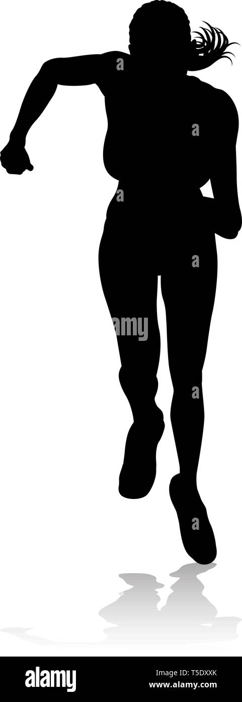 Silhouettes female sprinter vector Cut Out Stock Images & Pictures - Alamy