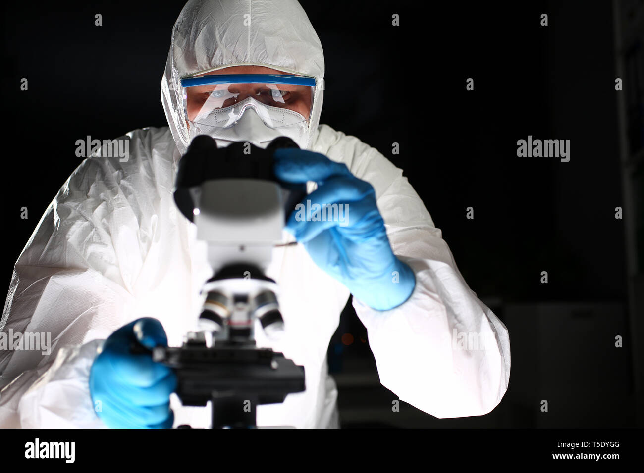 Chemist Scientist Analyzing Microscope Research Stock Photo - Alamy