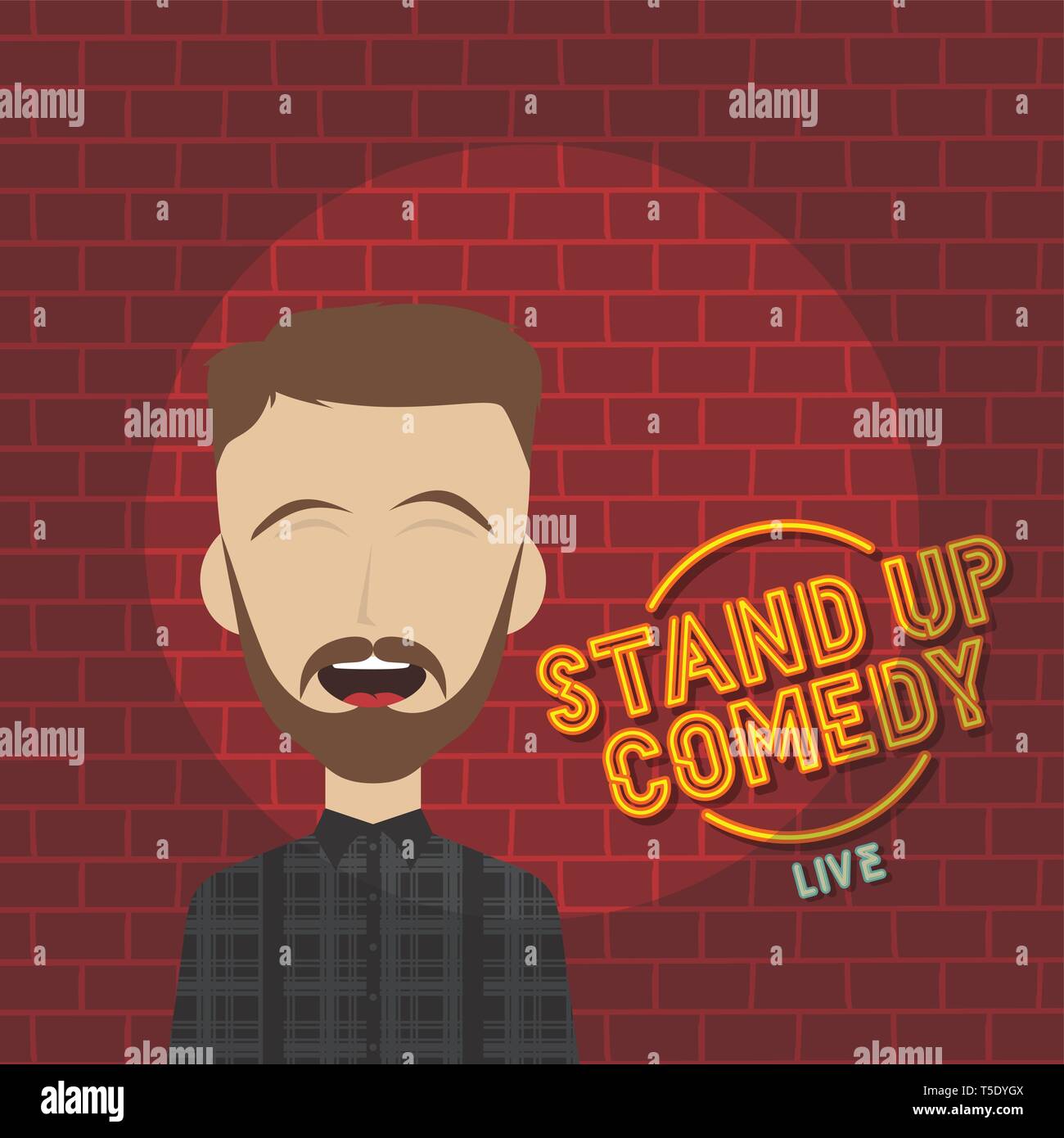 stand up comedy cartoon theme vector art illustration Stock Vector ...