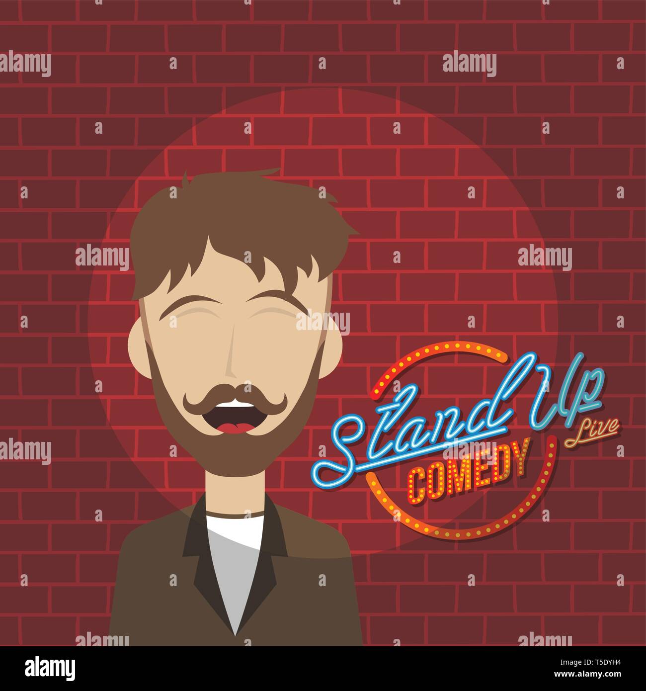 stand up comedy cartoon theme vector art illustration Stock Vector ...