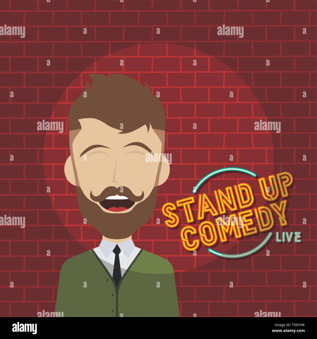 stand up comedy cartoon theme vector art illustration Stock Vector ...