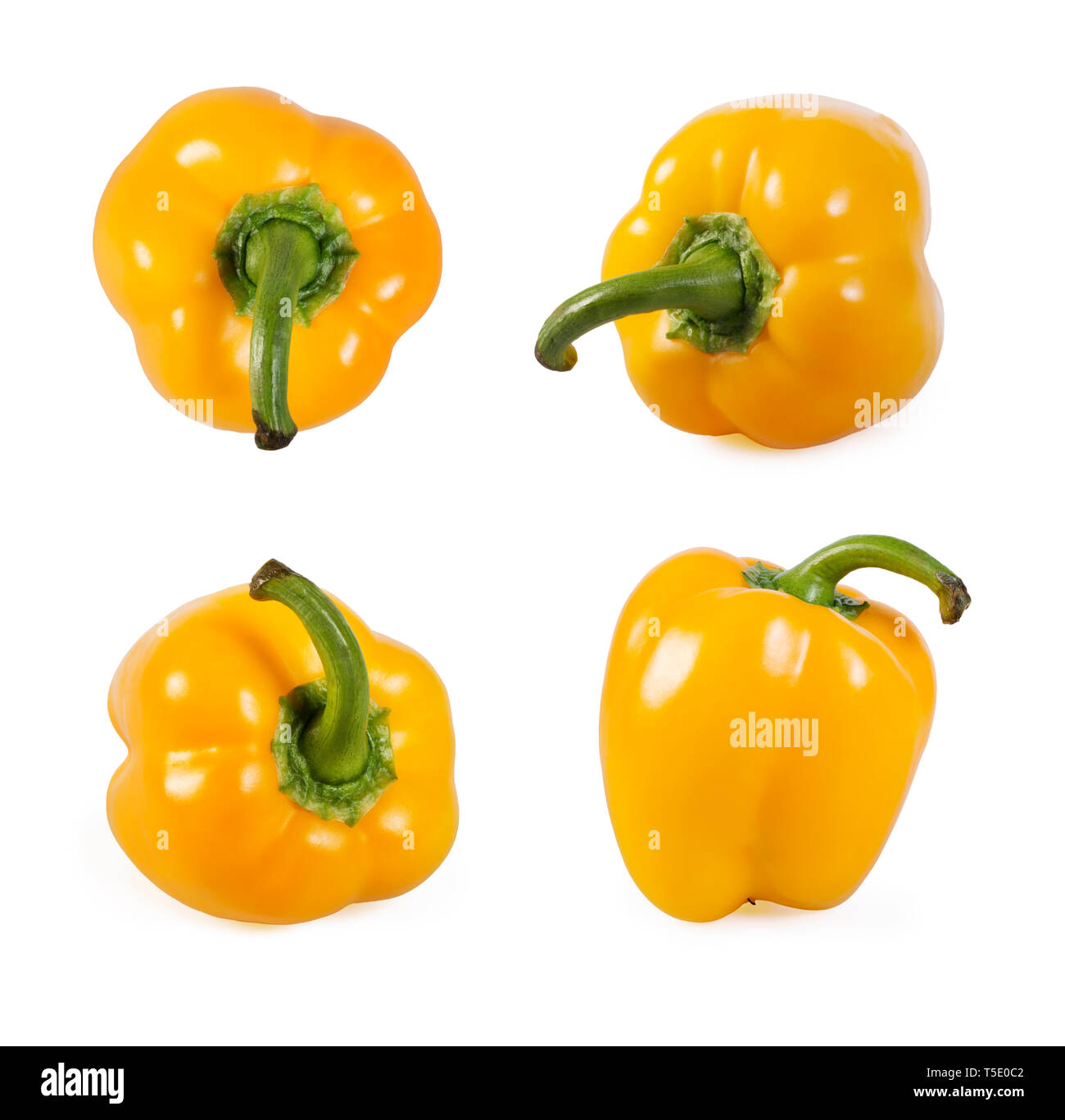 Collection of yellow paprika isolated on white background Stock Photo ...