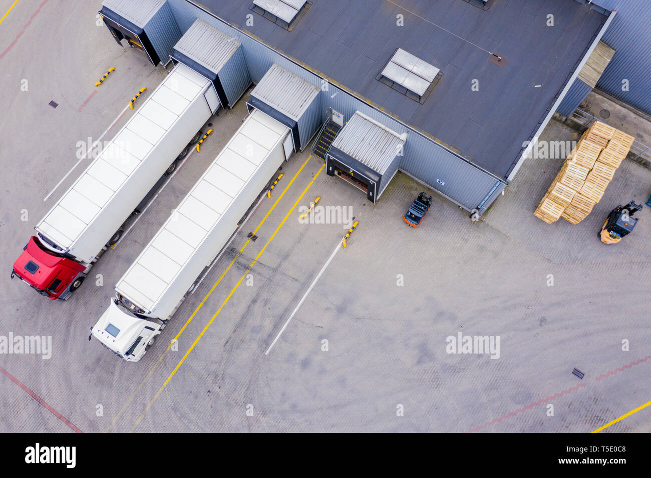 Aerial Shot of Industrial Warehouse/ Storage Building/ Loading Stock ...