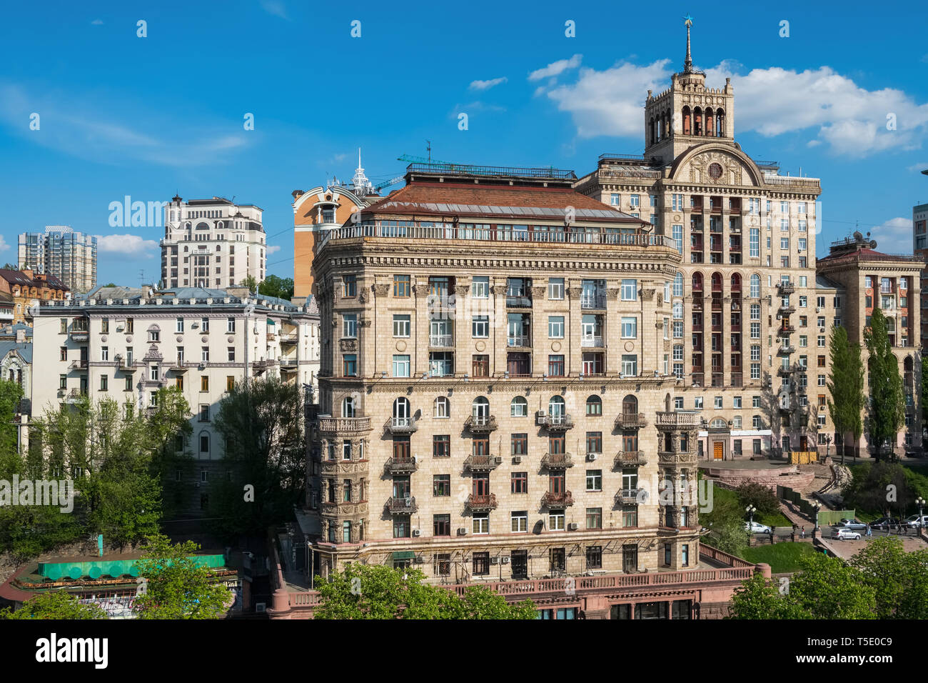 Soviet architecture buildings on Khreshchatyk street in Kyiv Stock ...