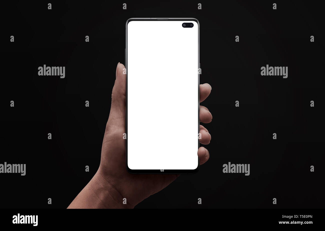 Phone mockup. Low light scene of modern smart phone with round edges ...