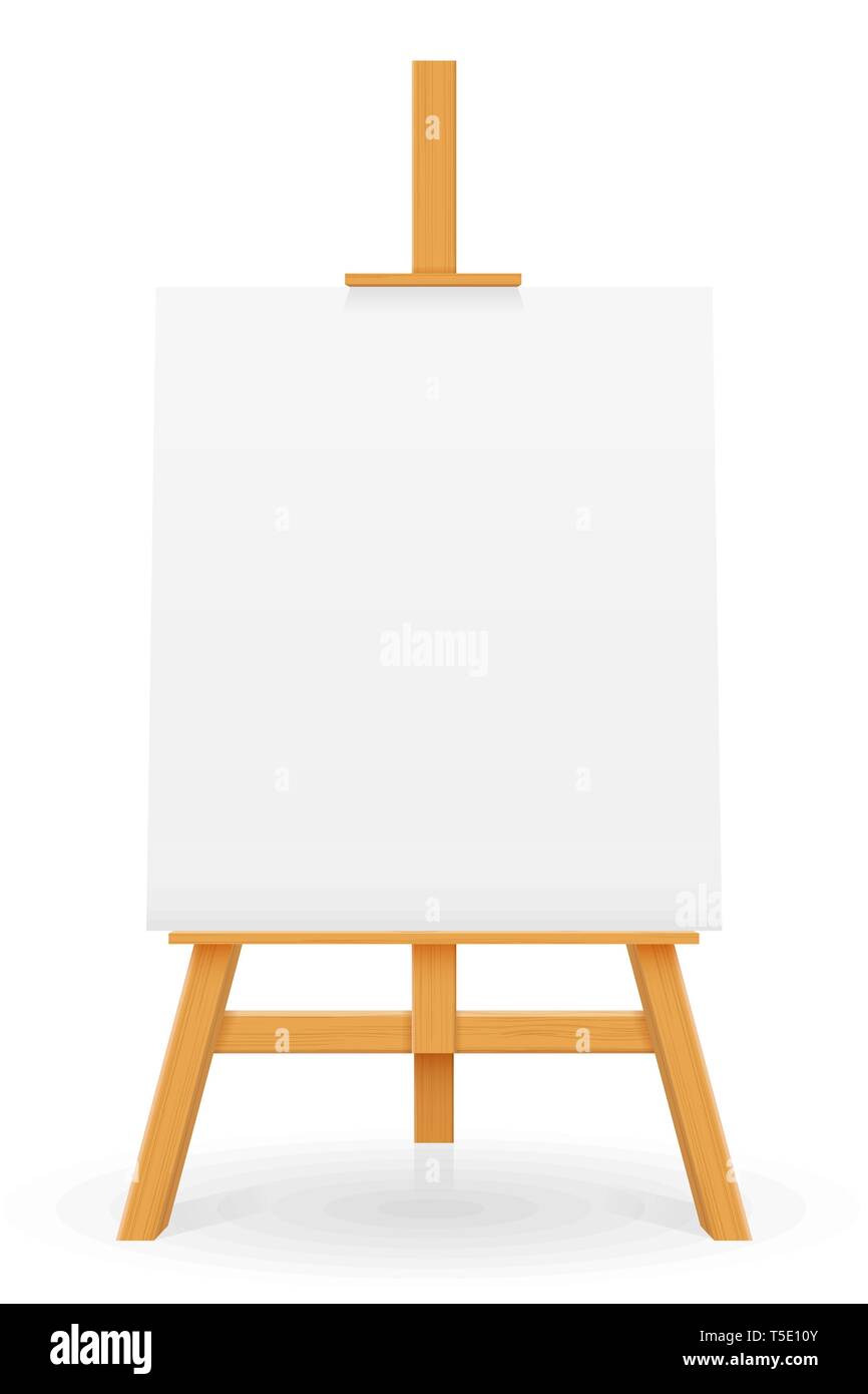 wooden easel for painting and drawing with a blank sheet of paper ...