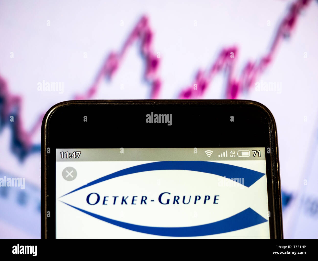In this photo illustration a Dr. Oetke logo seen displayed on a smart ...