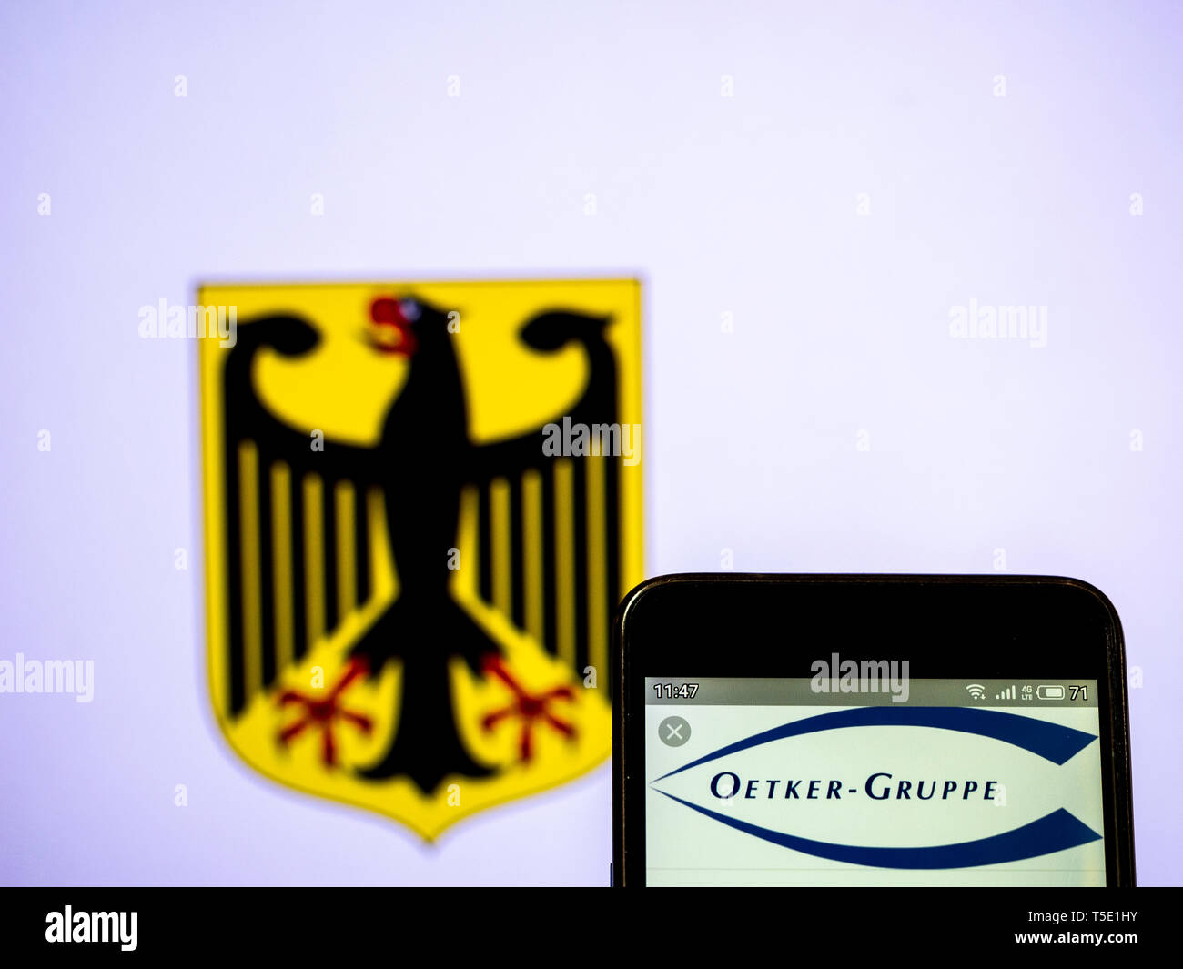 In this photo illustration a Dr. Oetke logo seen displayed on a smart ...
