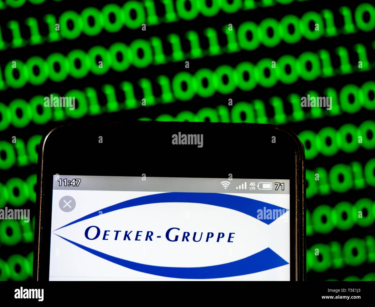 In this photo illustration a Dr. Oetke logo seen displayed on a smart ...