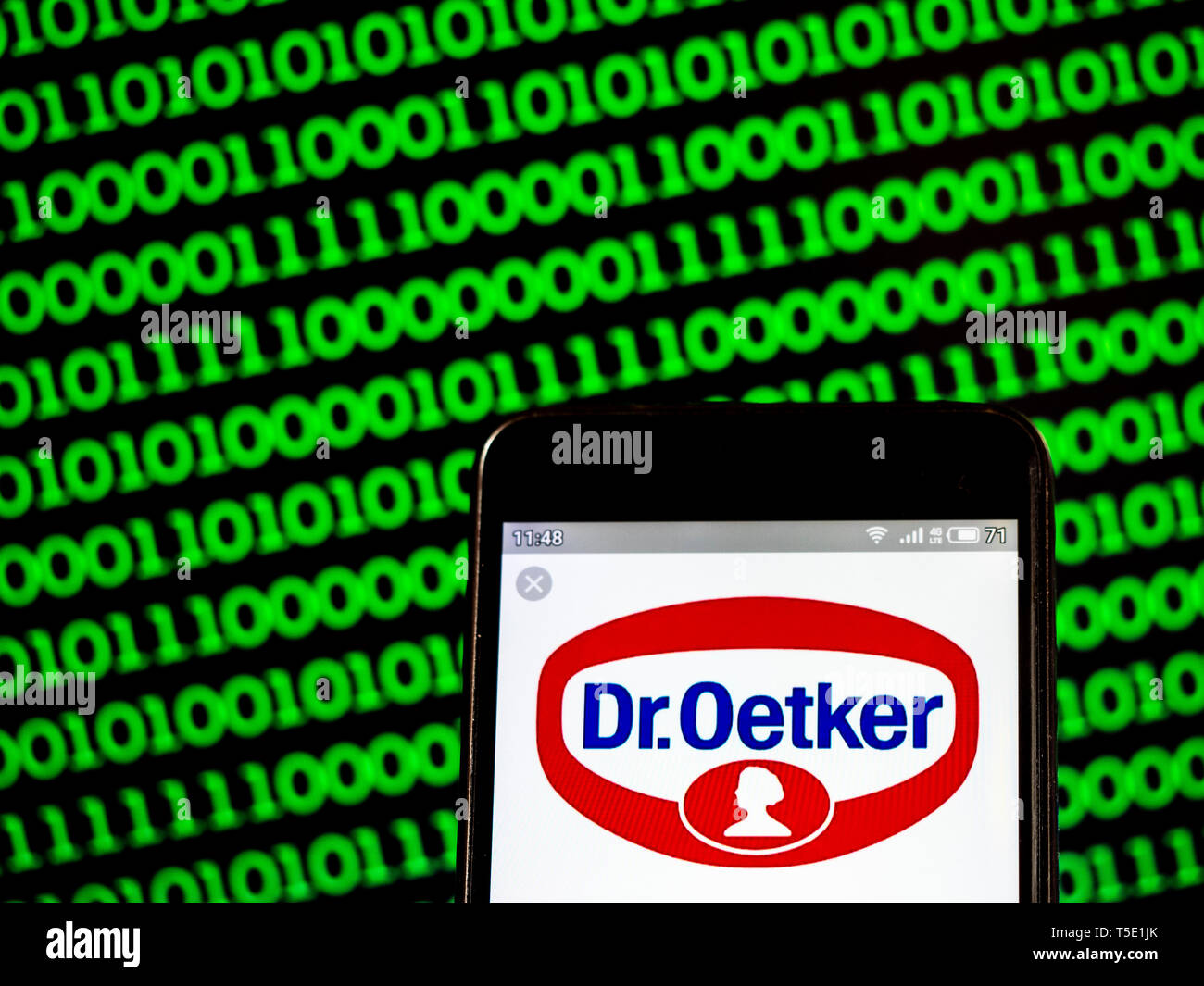 In this photo illustration a Dr. Oetke logo seen displayed on a smart ...