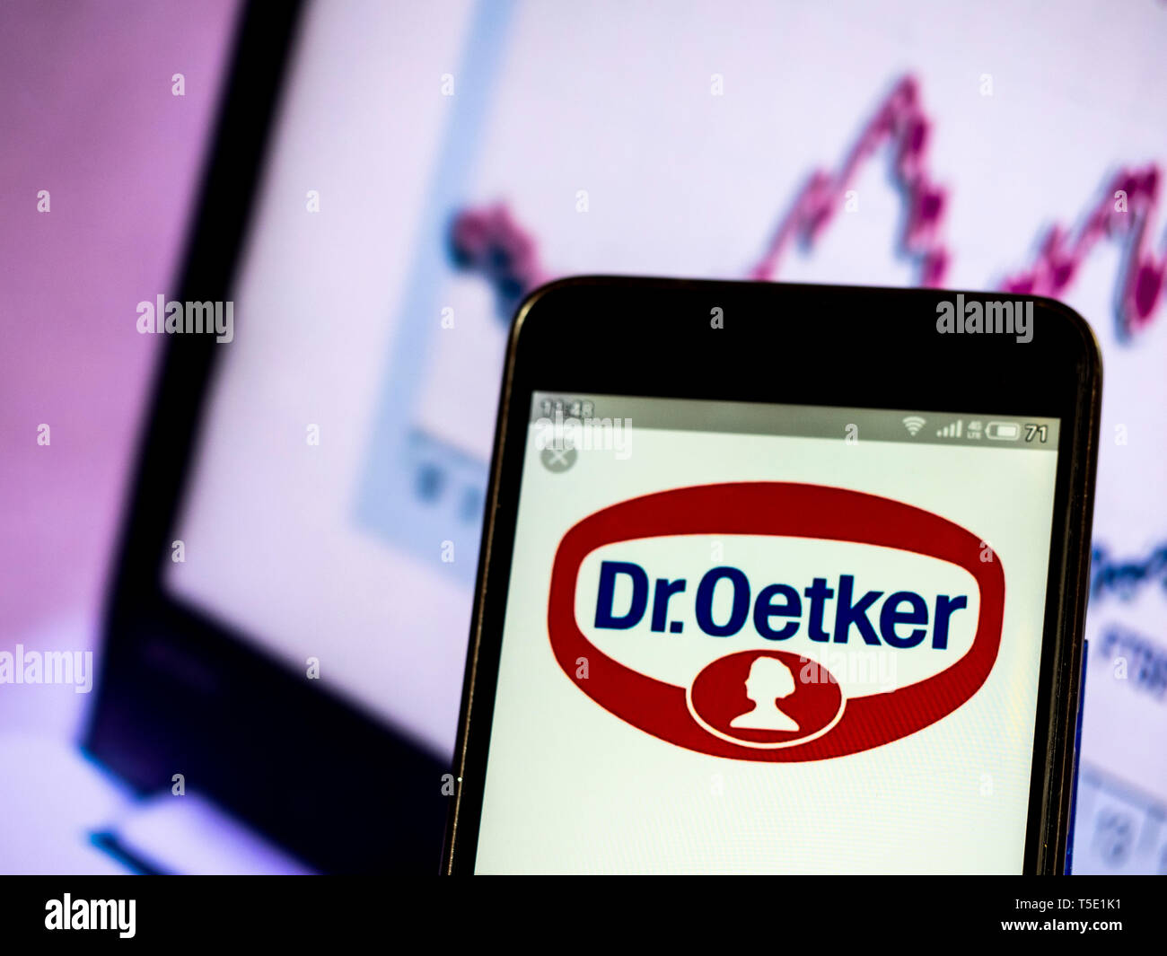 In this photo illustration a Dr. Oetke logo seen displayed on a smart ...