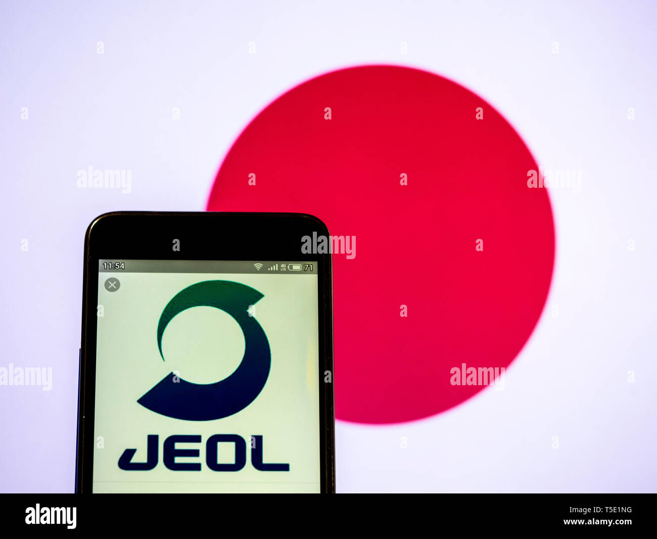 In this photo illustration a JEOL Ltd. logo seen displayed on a smart ...