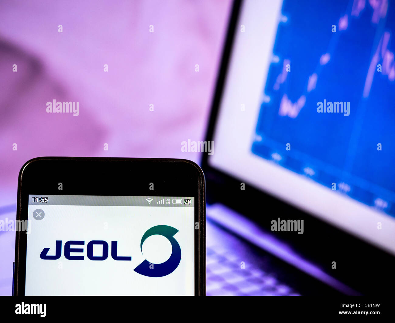In this photo illustration a JEOL Ltd. logo seen displayed on a smart ...