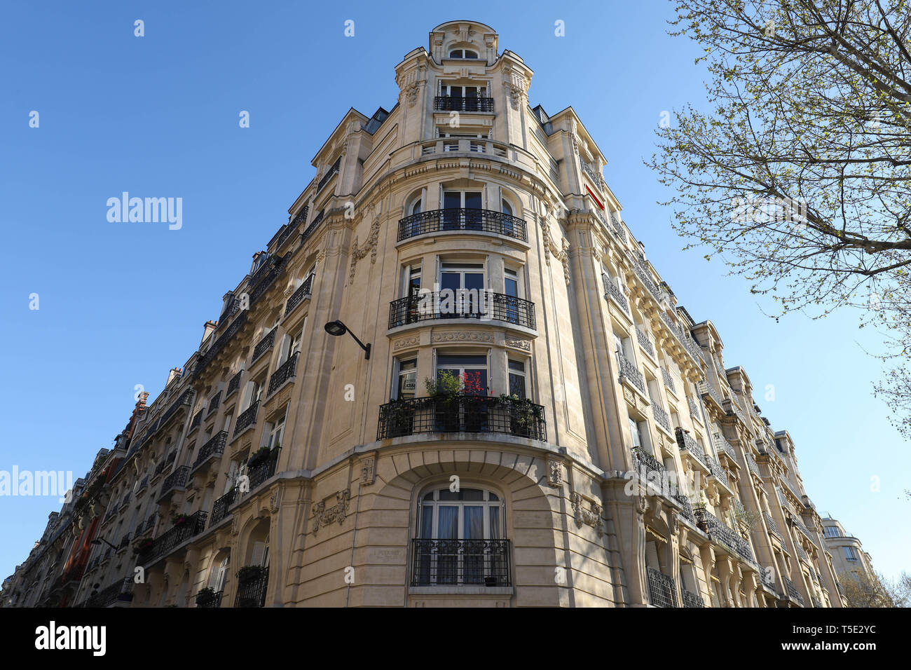 Traditional French house with typical balconies and windows. Paris ...