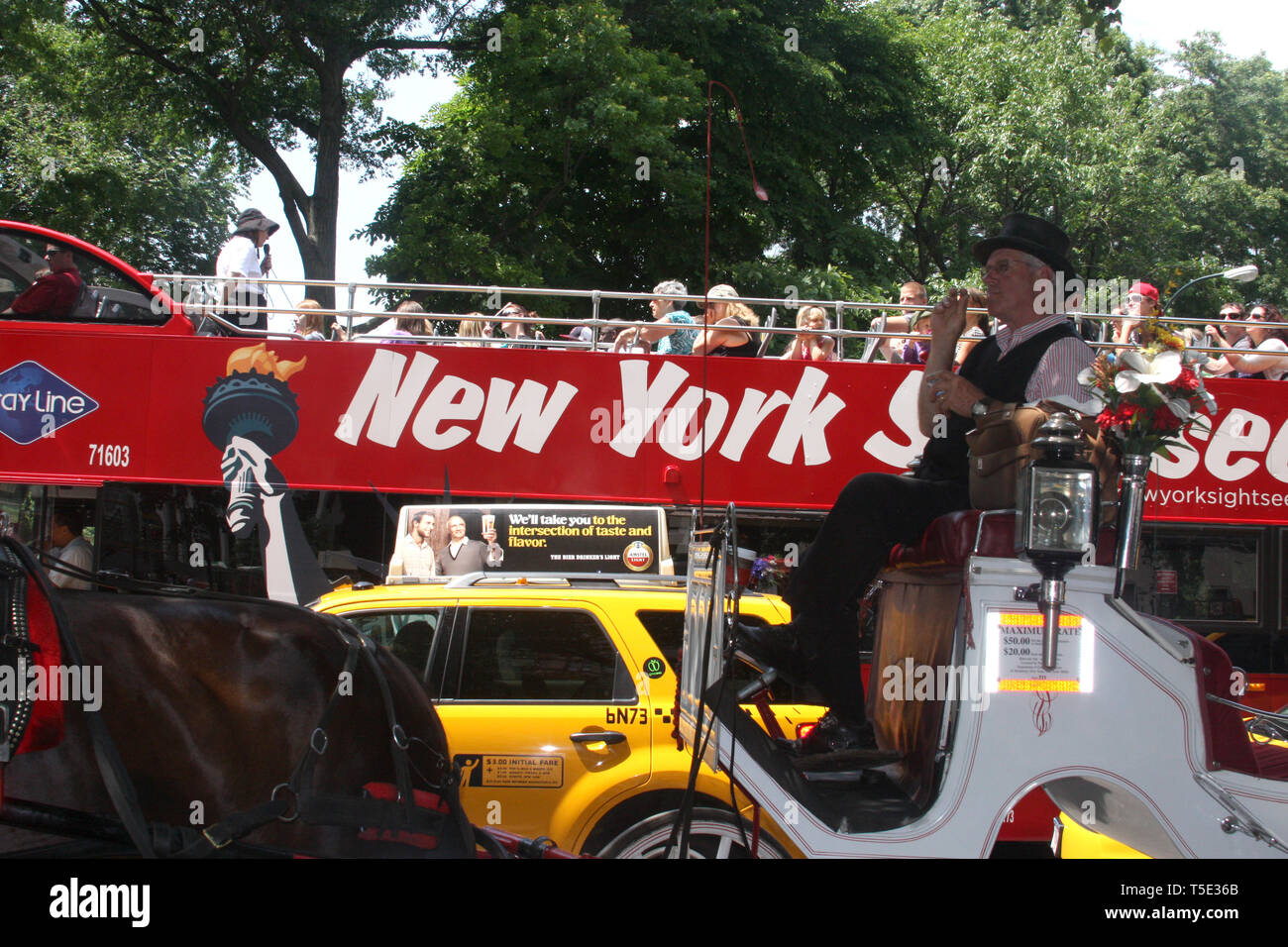 New York City, USA. Transportation in Manhattan, with a coachman in ...
