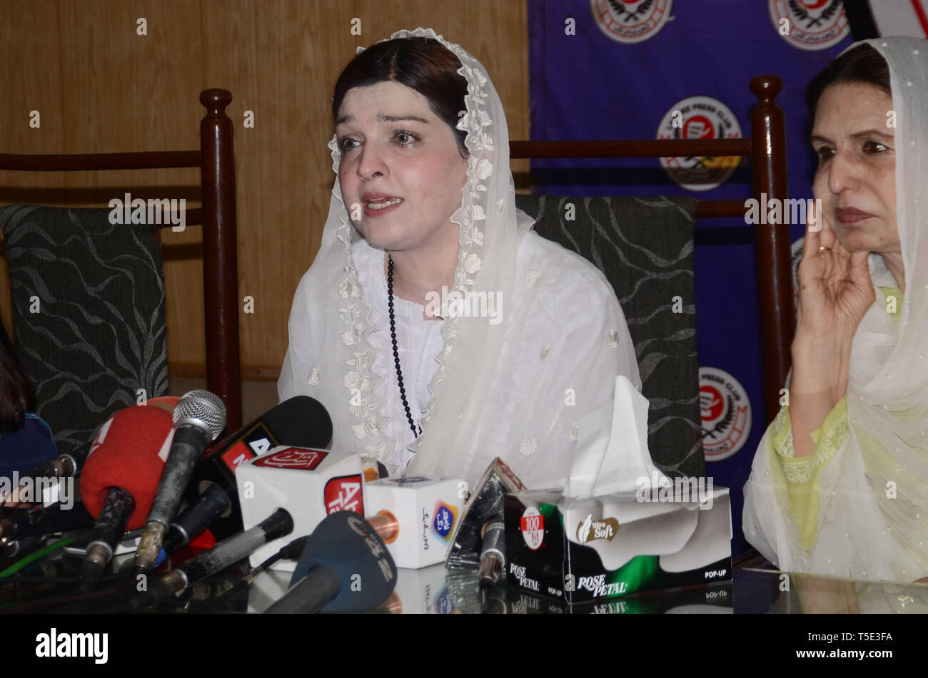 Lahore, Pakistan. 20th Apr, 2019. Chairman of Jammu Kashmir Liberation ...