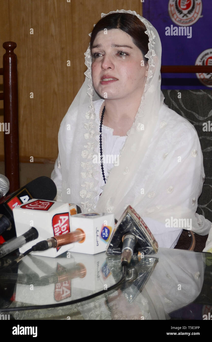 Lahore, Pakistan. 20th Apr, 2019. Chairman of Jammu Kashmir Liberation ...