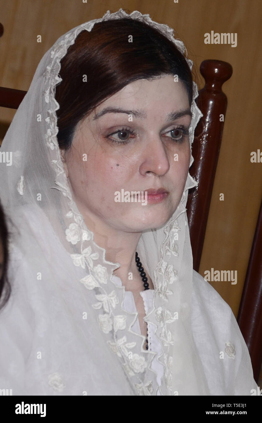 Lahore, Pakistan. 20th Apr, 2019. Chairman of Jammu Kashmir Liberation ...