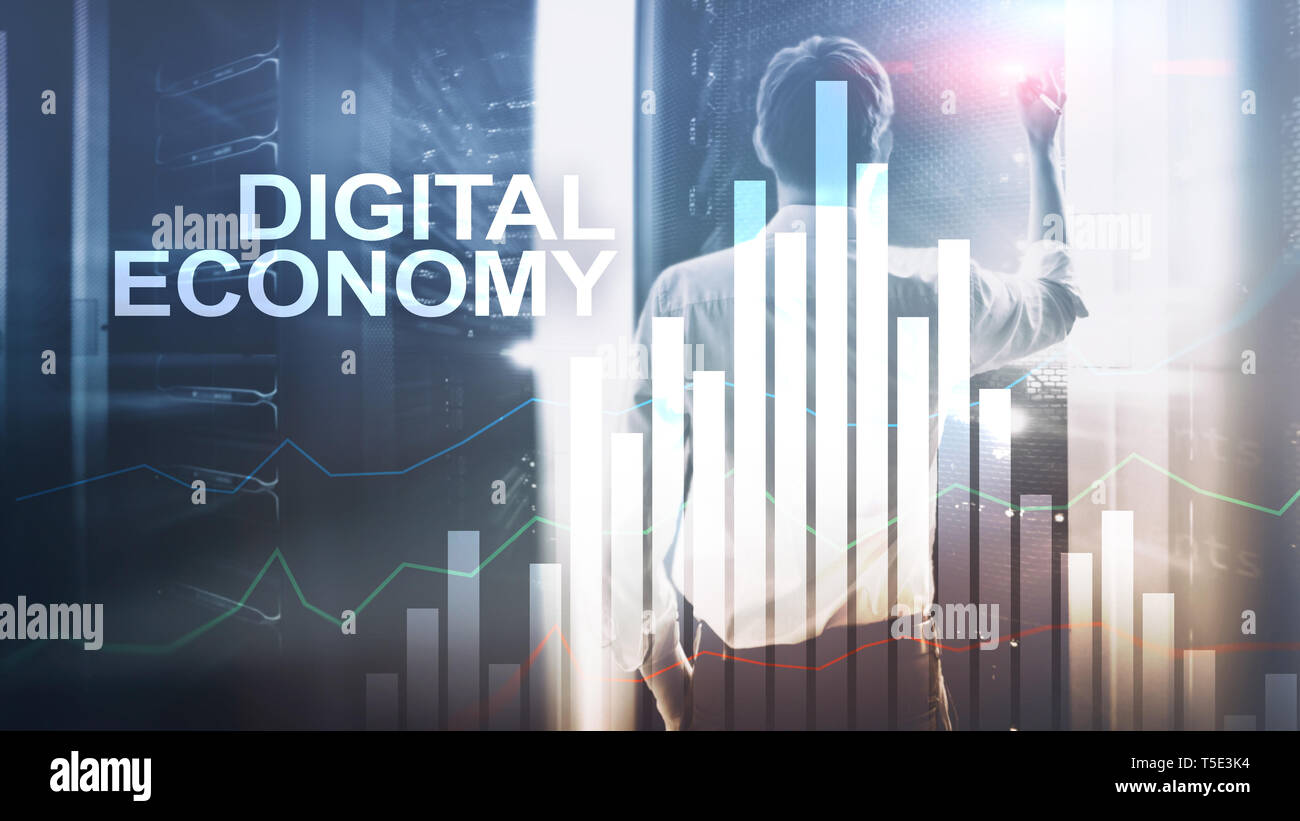 DIgital economy, financial technology concept on blurred background ...