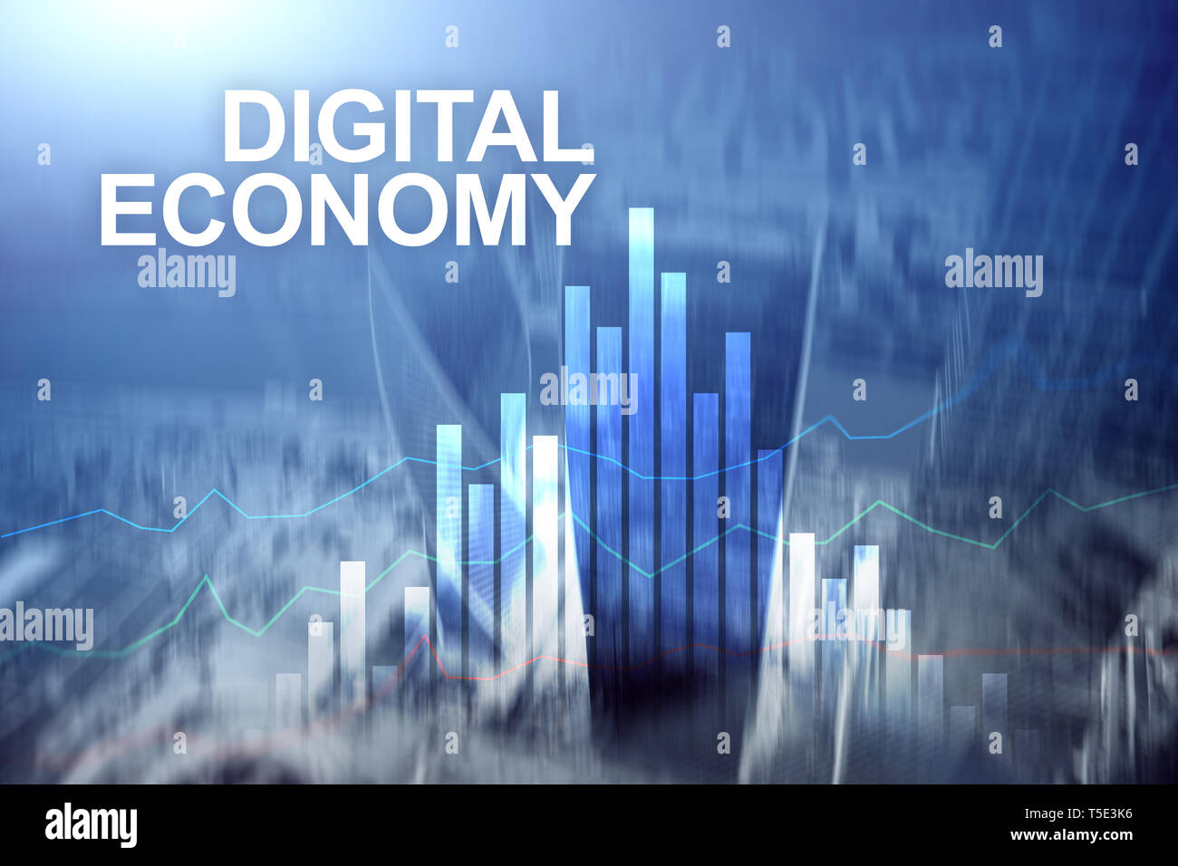 DIgital economy, financial technology concept on blurred background ...