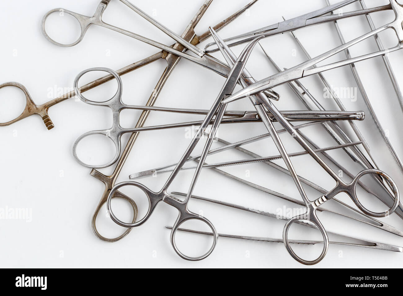 surgical instruments on white background Stock Photo - Alamy