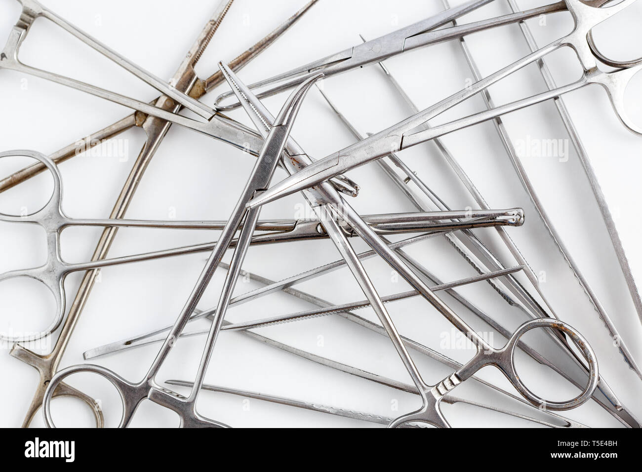 surgical instruments on white background Stock Photo - Alamy