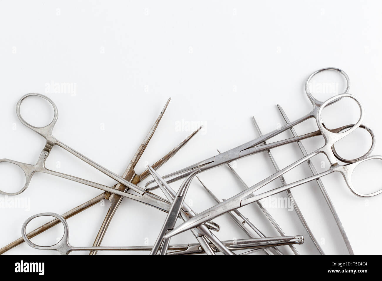 surgical instruments on white background Stock Photo - Alamy